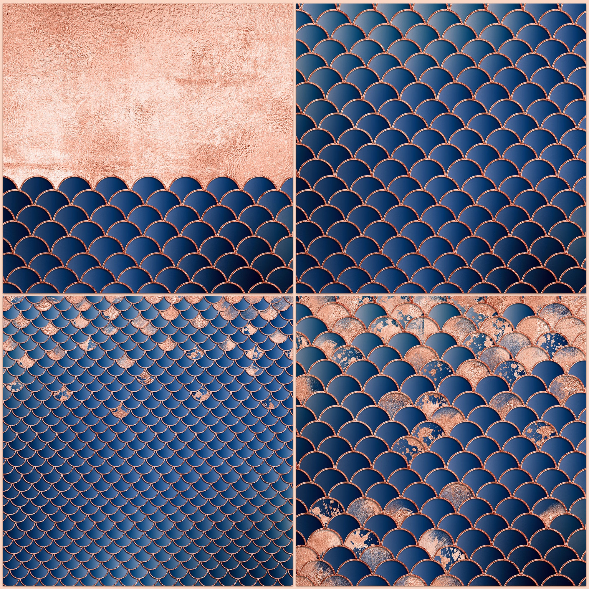 Deep blue mermaid scales digital paper Metallic paper with | Etsy