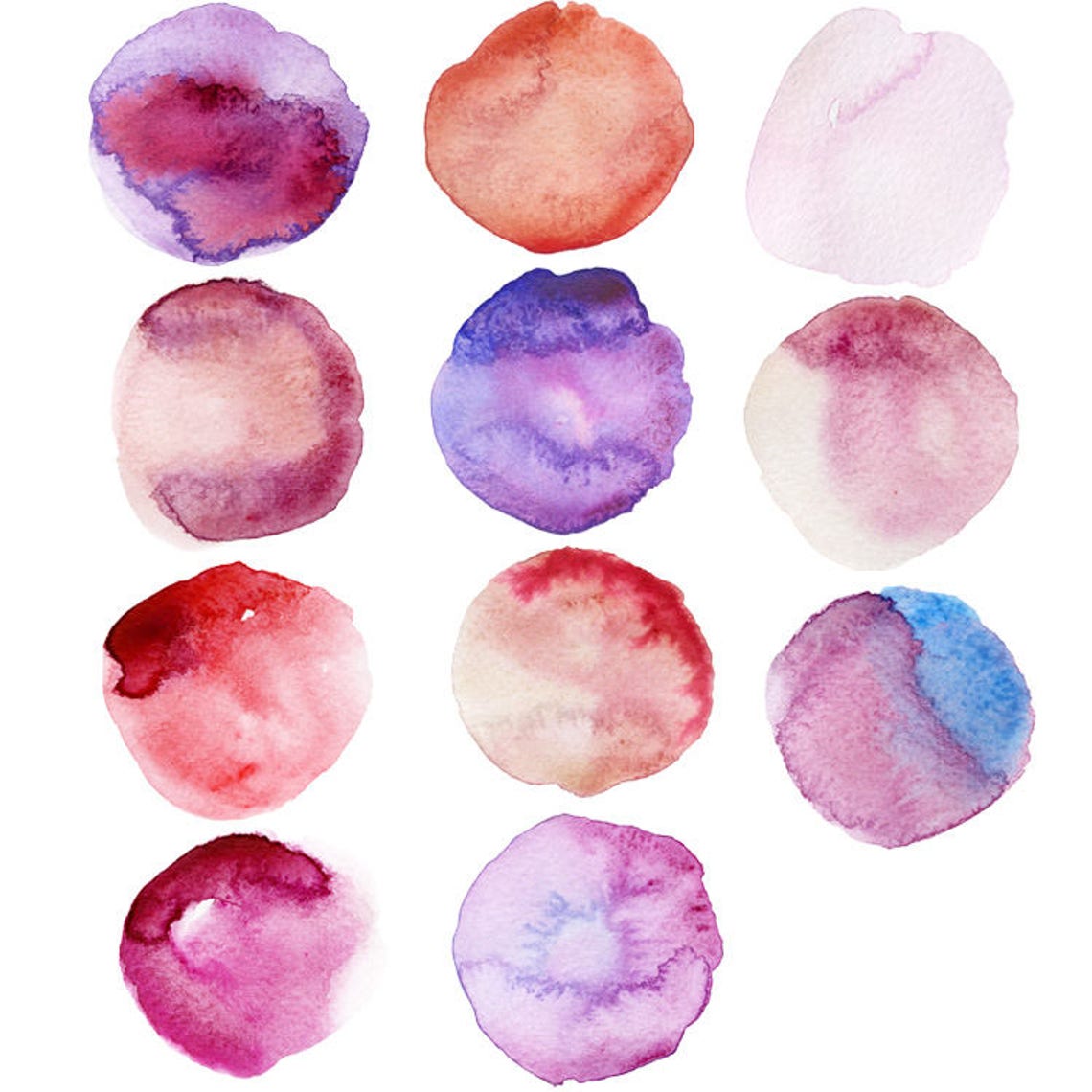 Buy 3 Pay for 2, Pink Watercolor Circles Clipart, Red Watercolor Design ...