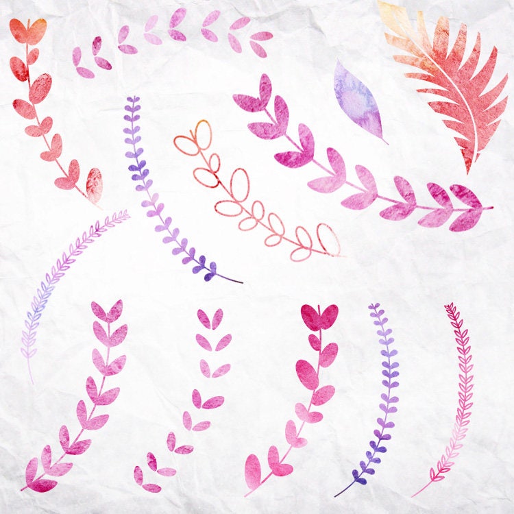 Watercolor Floral Elements Clipart, Watercolor Design Elements ...