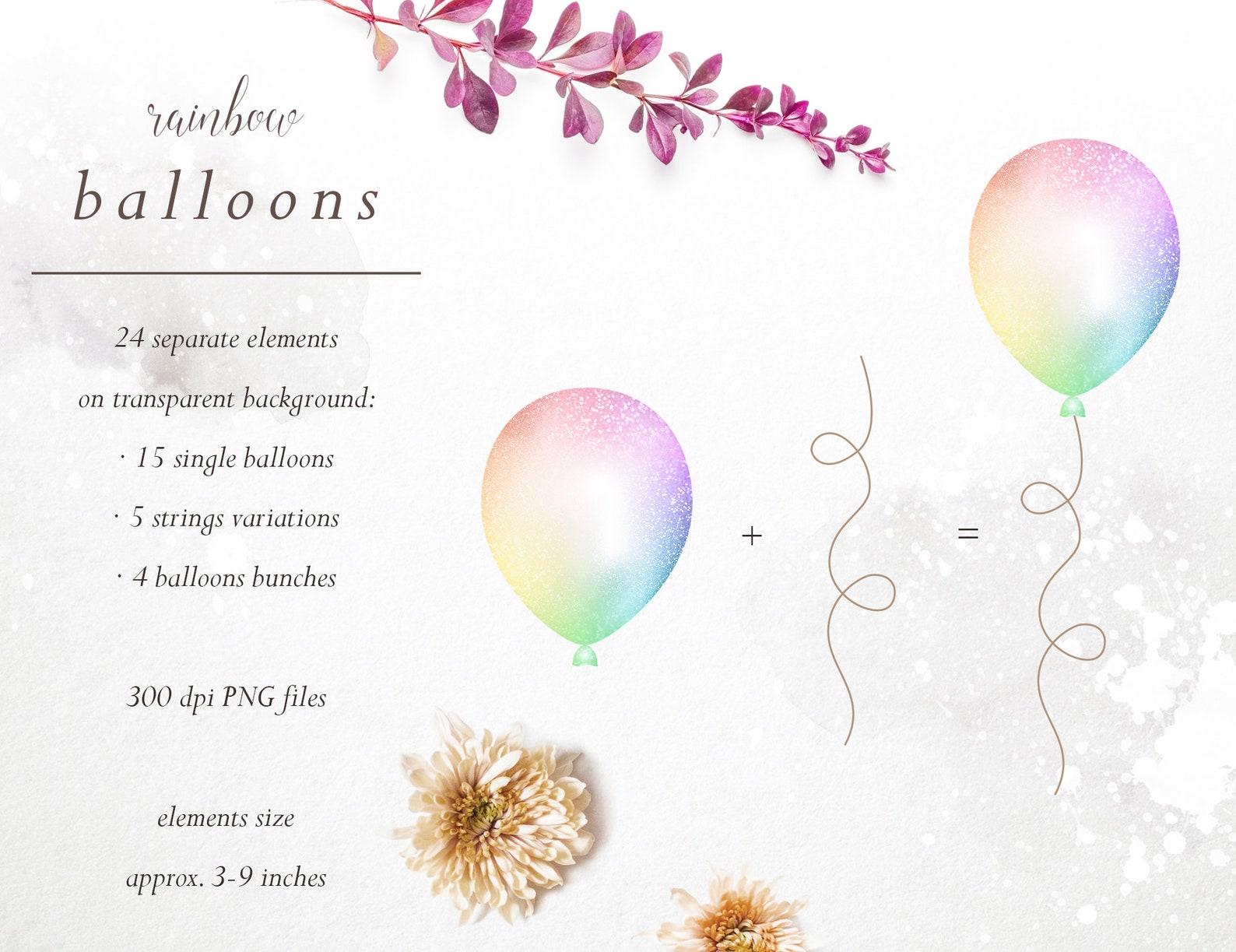 Rainbow Balloons Clipart Colorful Balloons Clip Art Balloon | Etsy