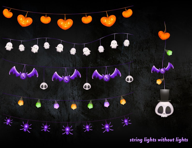 Halloween String Lights Clipart Pumpkin Lanterns Halloween - Etsy