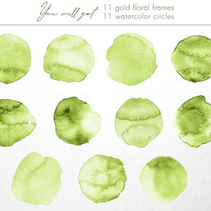 Floral Gold Circles With Watercolor, Floral Circles for Logo, Floral ...