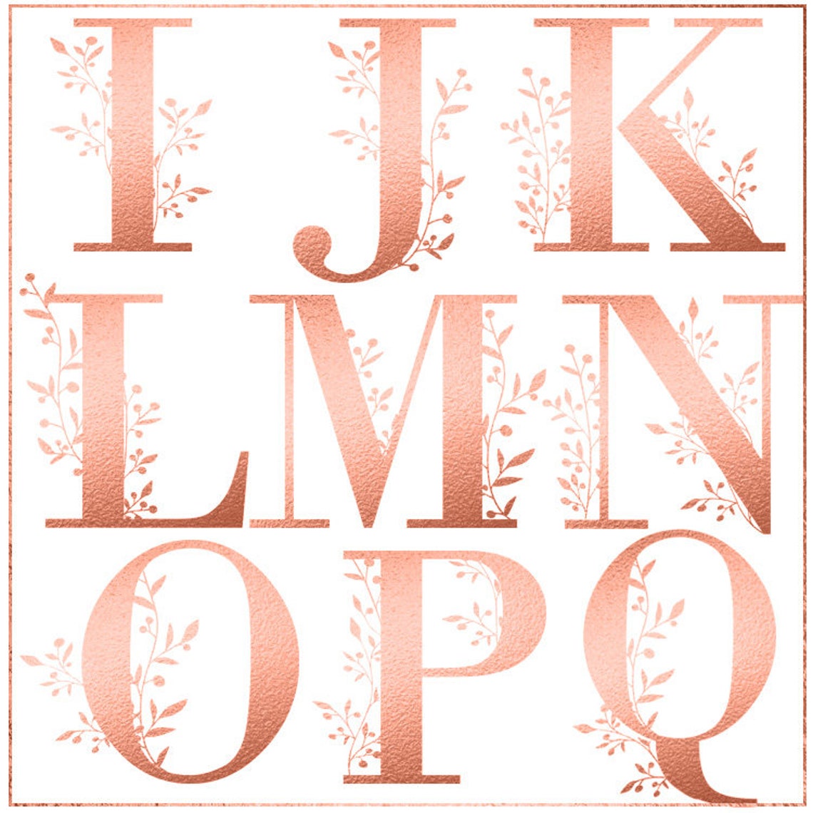 Rose Gold Monogram Alphabet Clipart Wedding Rose Gold - Etsy