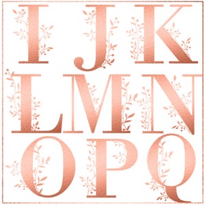 Rose Gold Monogram Alphabet Clipart, Wedding Rose Gold Alphabet, Floral ...