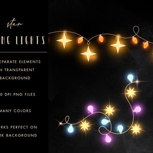 Colorful String Lights Clipart, Bunting Lights Overlay, Winter Lights ...