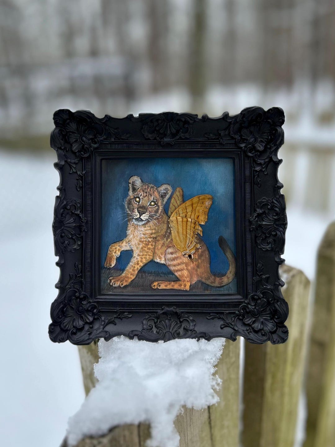 Dark Lion Cub Fairy Original Painting Framed - Etsy