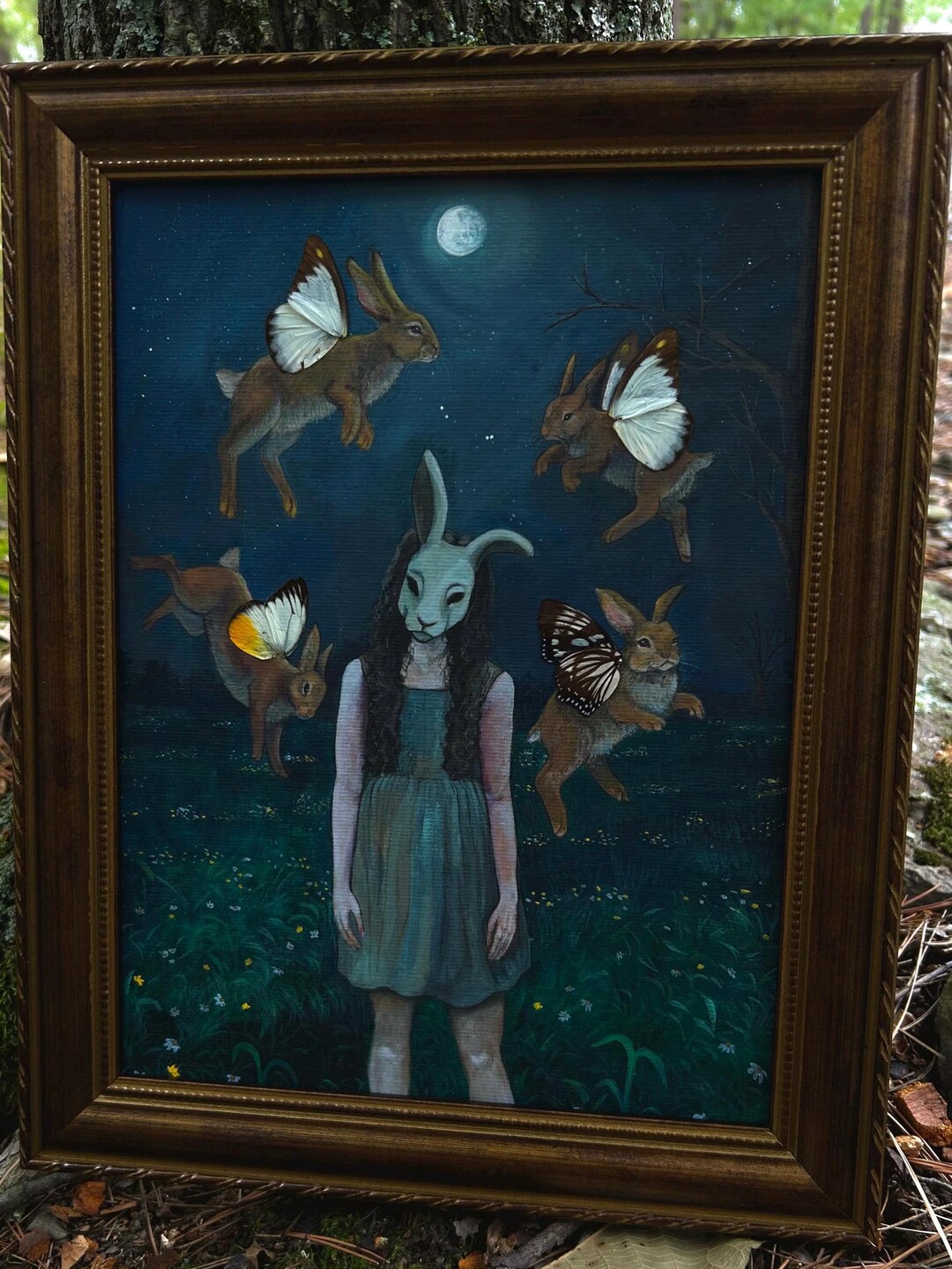 Horror Bunny Acrylic Painting Framed - Etsy