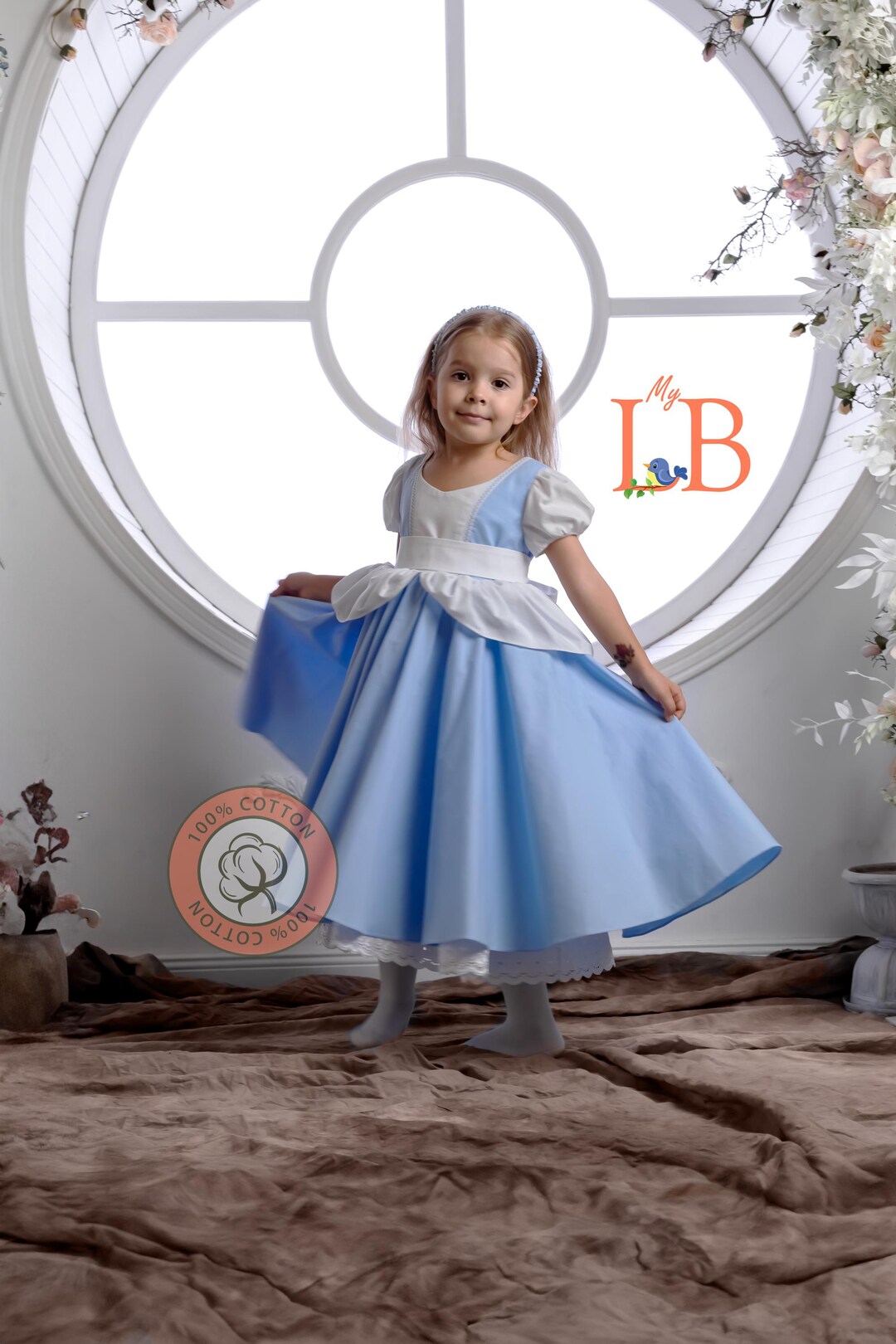 Personalized Cinderella Dress: Blue Princess Costume, Cotton Satin - Etsy