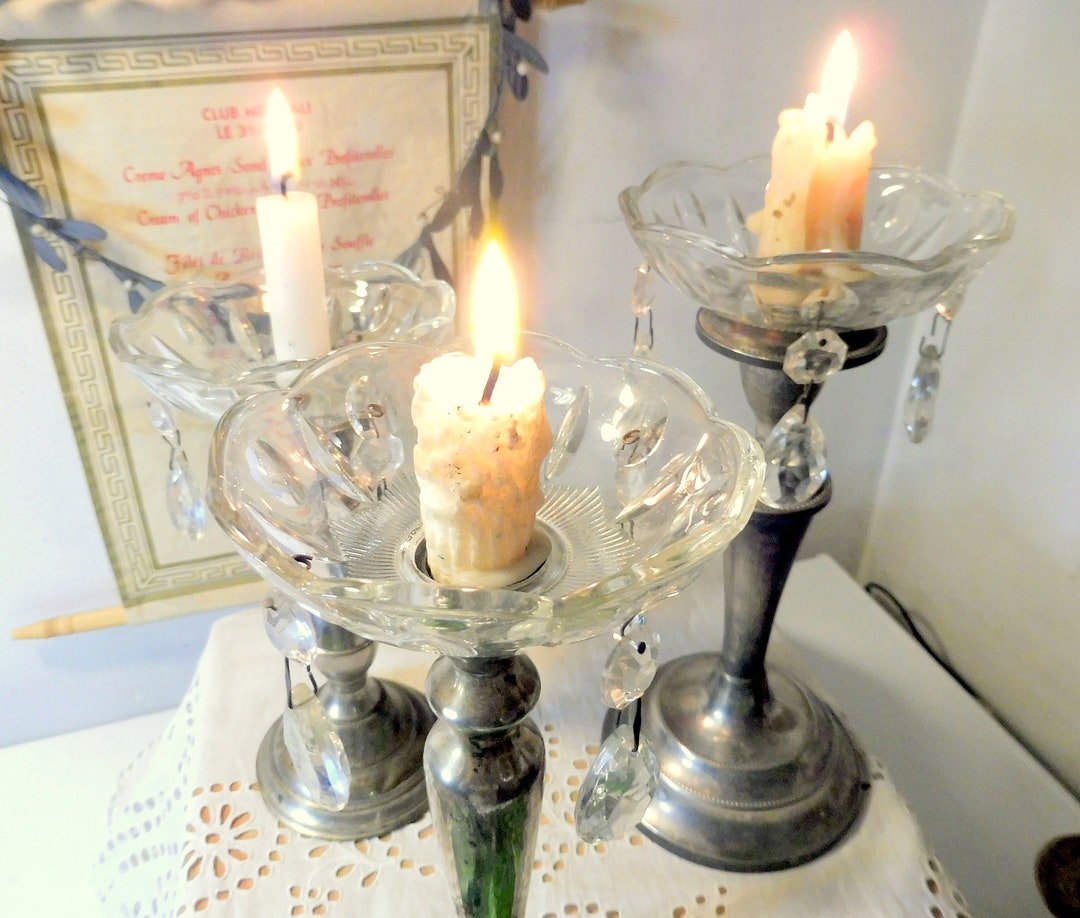 Old Chandelier CUP Drip Plate Glass for Candle Holder 5 - Etsy