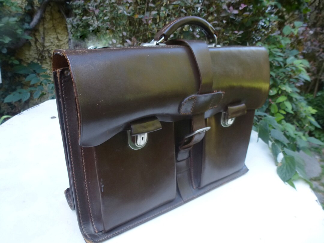 Vintage BRIEFCASE Leather Dark Brown - Etsy