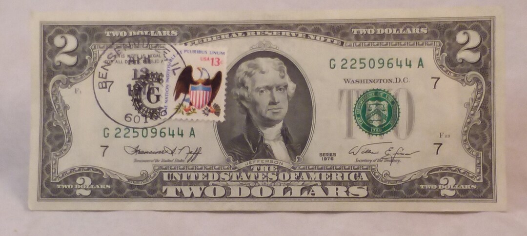 Bicentennial 2 Dollar Bill With First Day Issue Stamp - Etsy