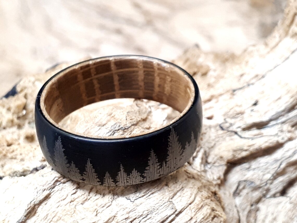Fir Trees Forest Pattern Ring Laser Carved Tree Pattern - Etsy