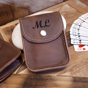 Leather Playing Card Case, Leather Card Sleeve, Playing Cards Travel ...