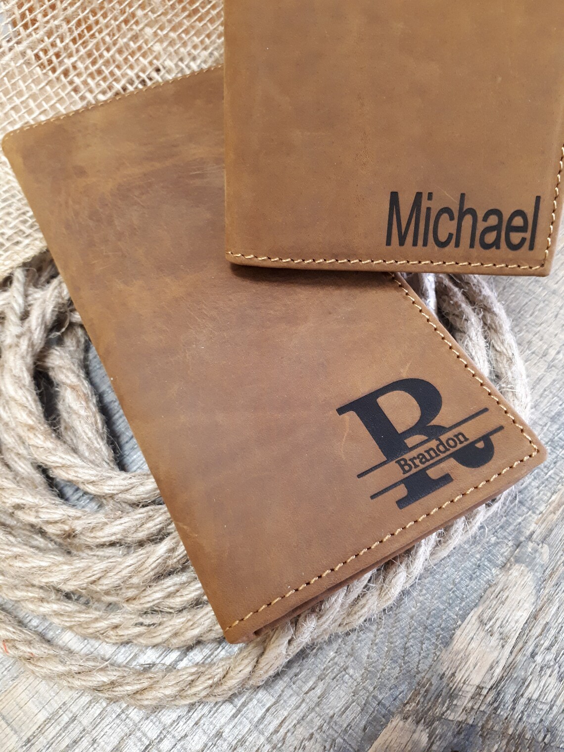 Large Leather Wallet Personalized Leather Wallet Cards | Etsy