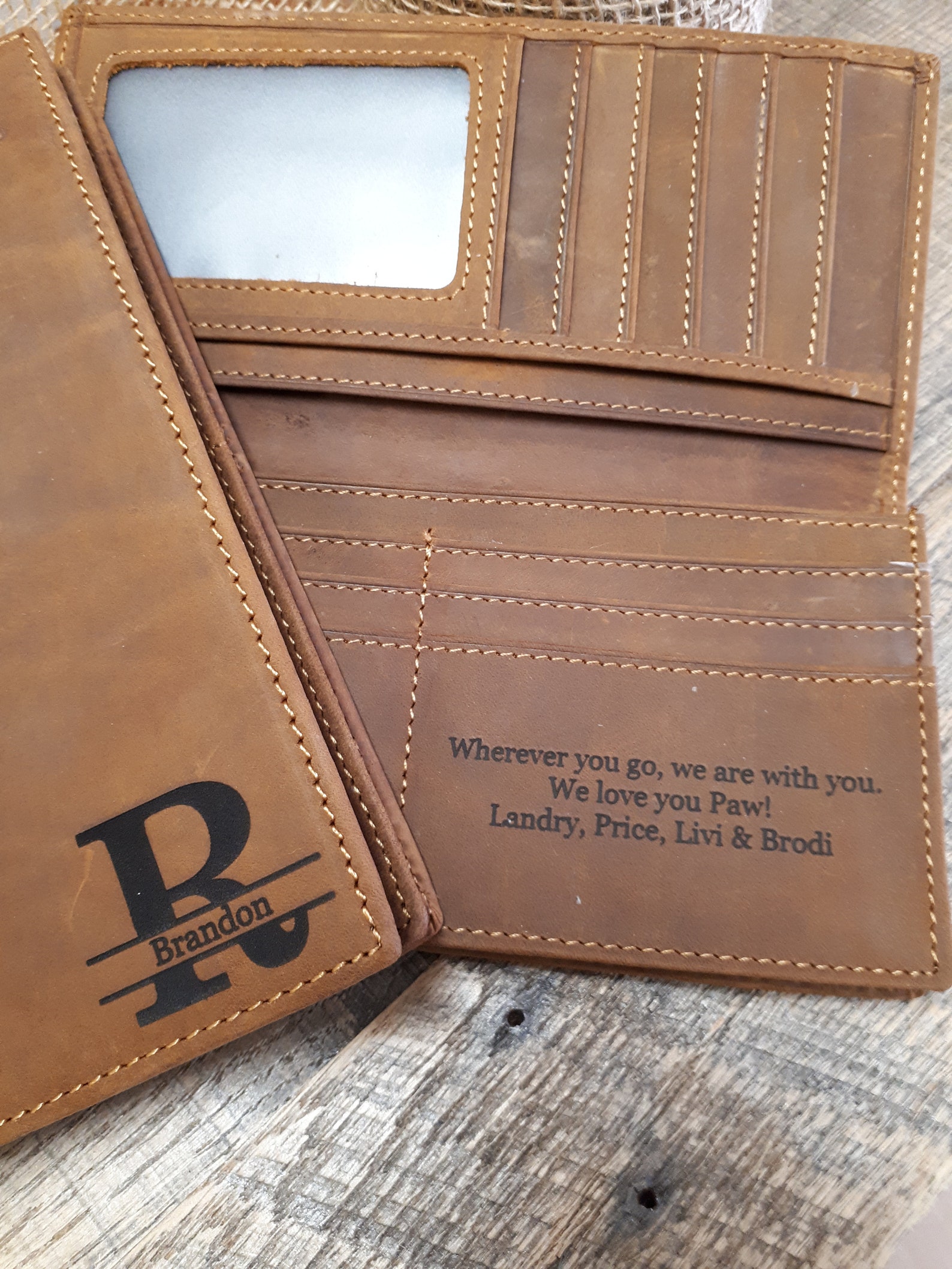 Large Leather Wallet Personalized Leather Wallet Cards | Etsy