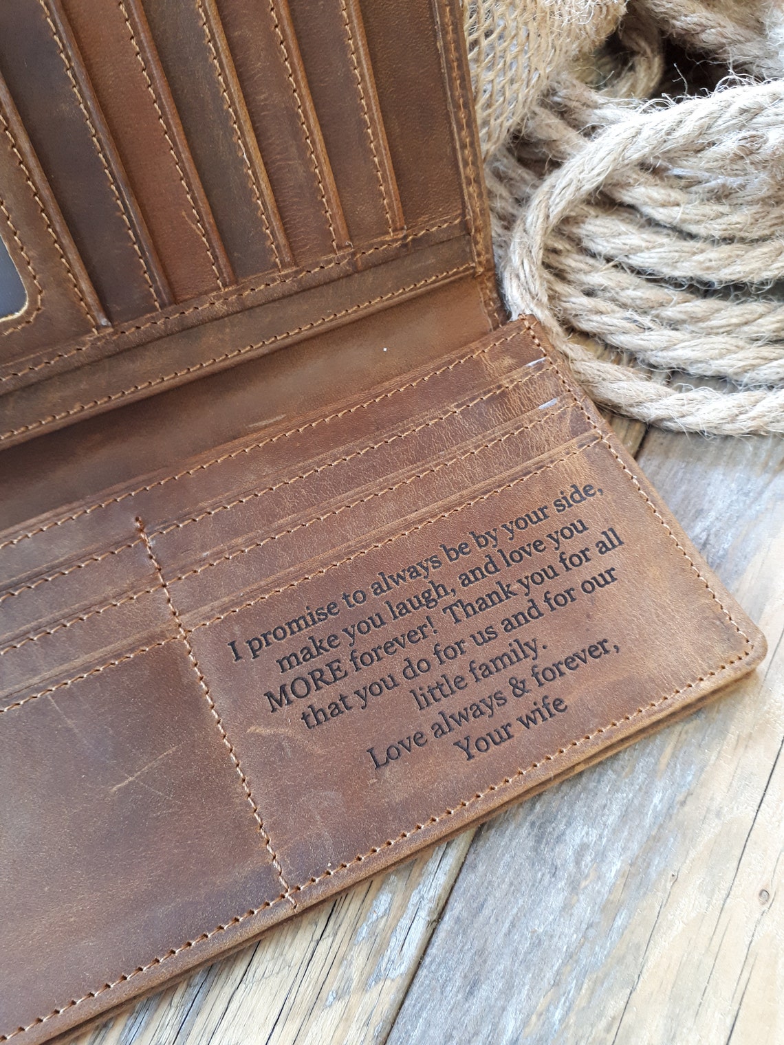 Large Leather Wallet Personalized Leather Wallet Cards | Etsy