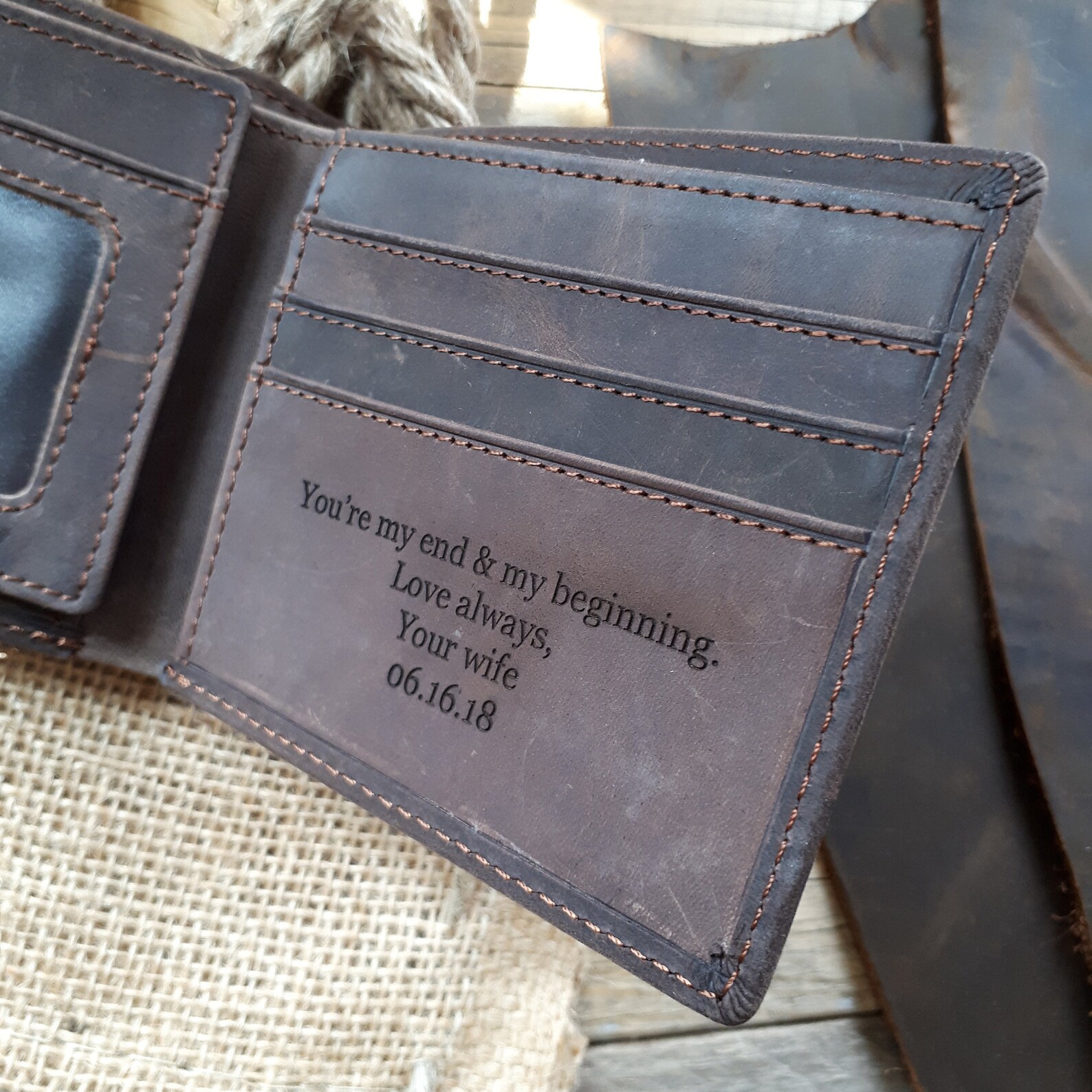 Personalized Leather Wallet Cowhide Leather Wallet Fathers - Etsy
