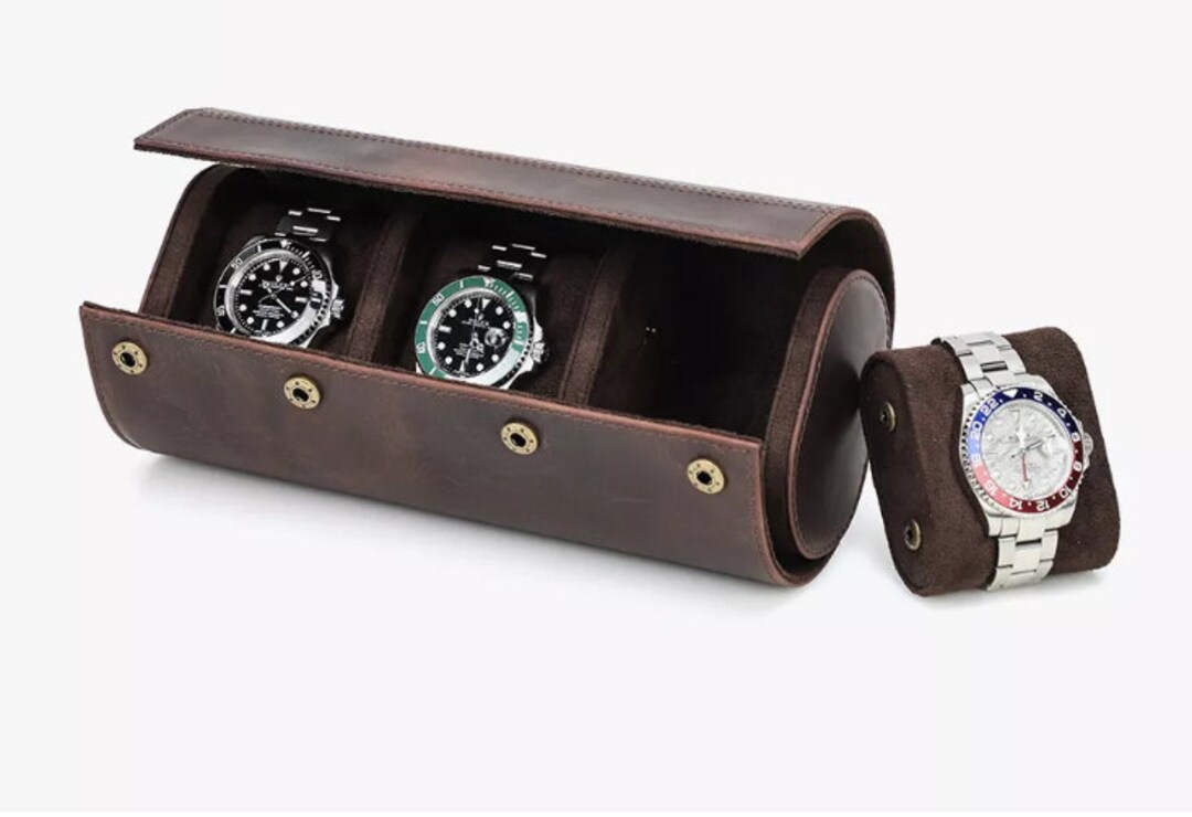 Personalised Leather Watch Case, Brown Watch Box, Travel Watch Box ...