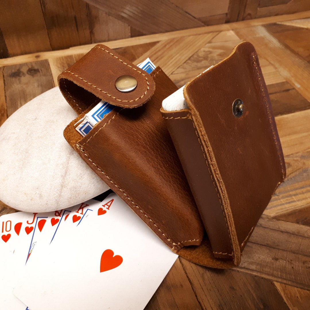 Leather Playing Card Case, Leather Card Sleeve, Playing Cards Travel ...