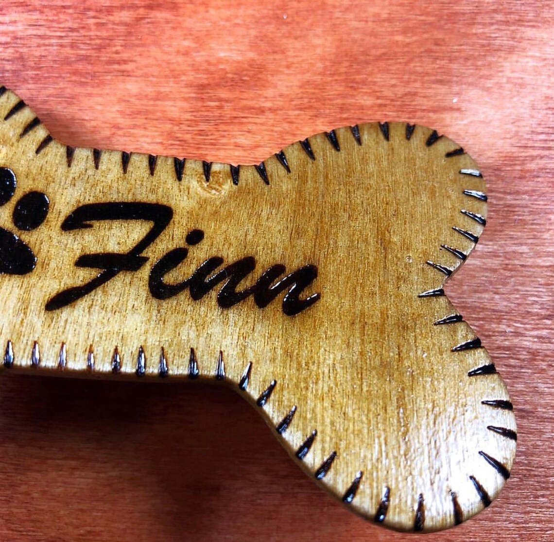 Laser Engraved Wood Dog Bone Magnet, Long Distance Gift, Christmas ...