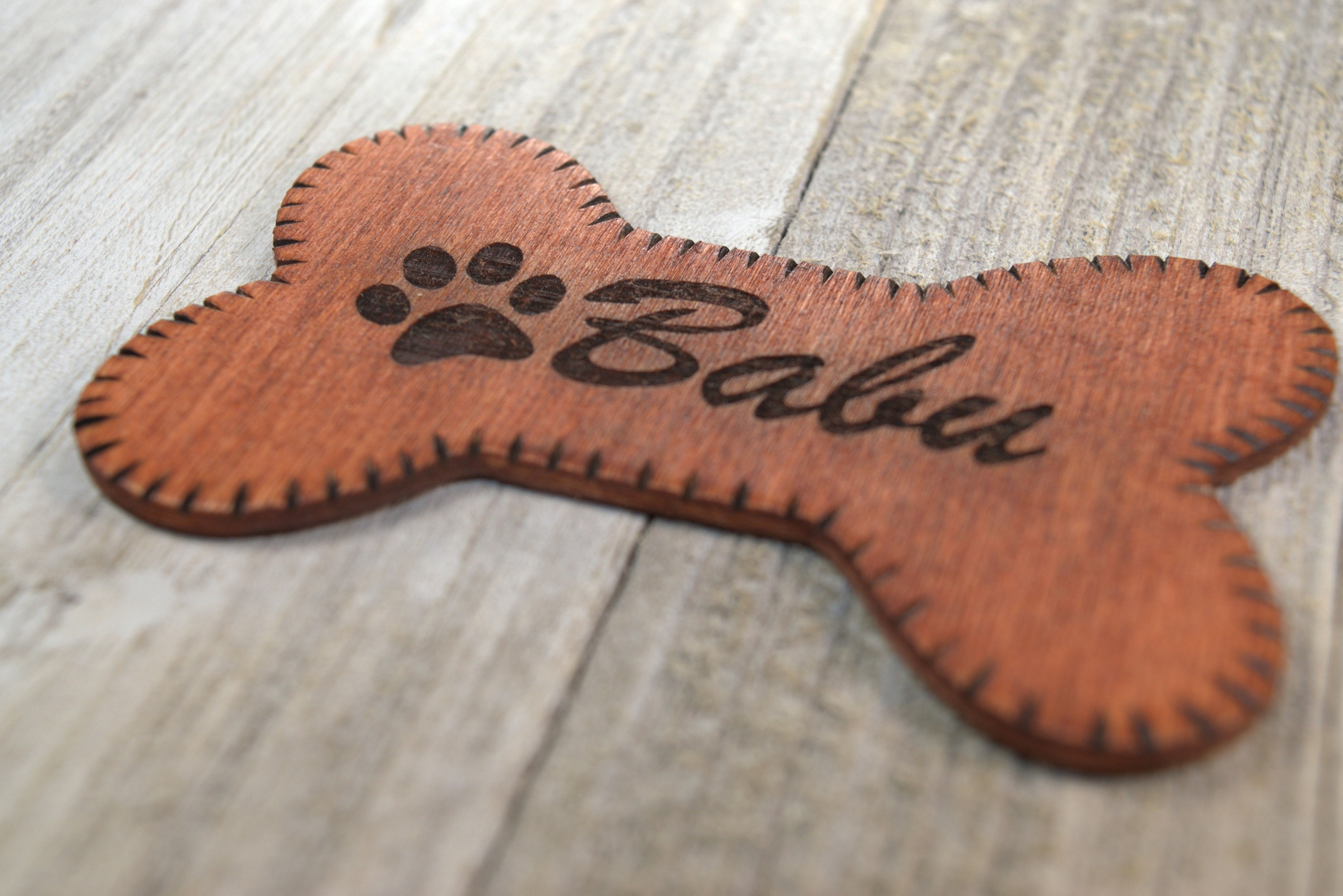 Laser Engraved Bone Magnet W/paw Print GUNSTOCK MATTE Custom Made, Dog ...