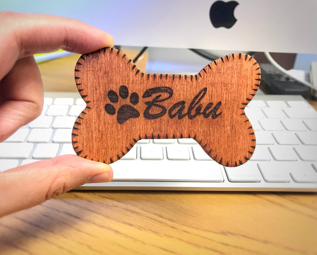 Laser Engraved Dog Bone Magnet With Paw Print GUNSTOCK MATTE Custom ...