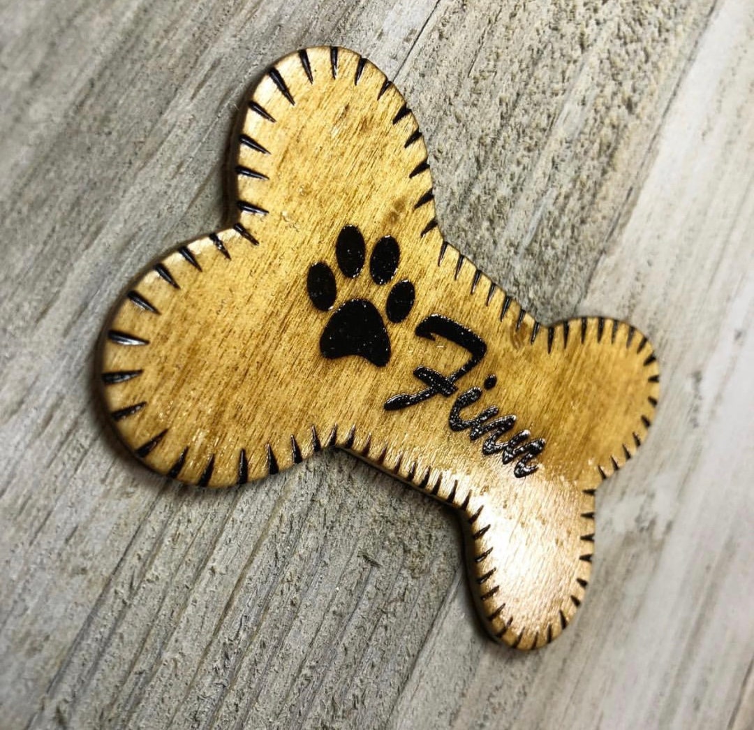 Laser Engraved Wood Dog Bone Magnet, Long Distance Gift, Christmas ...