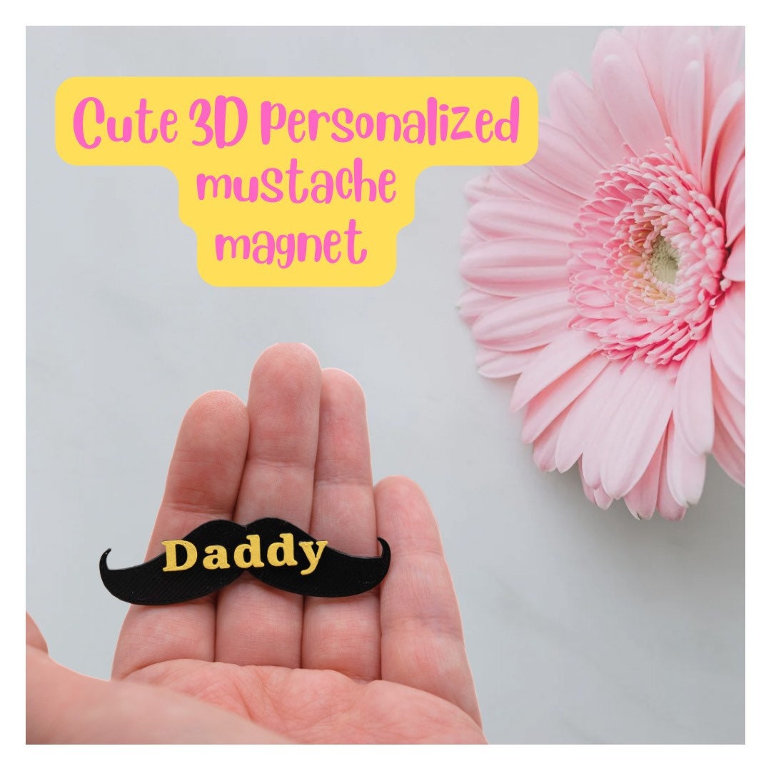 Funny Cute Mustache Personalised Fathers Day Decor Magnet, Gifts for ...