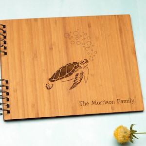 Sea Turtle Personalized Wood Photo Album | Beach House Guest Book ...