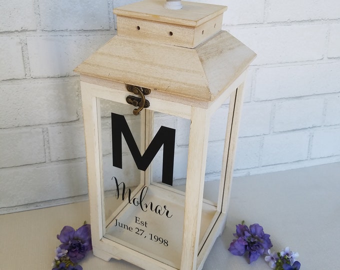Personalized Wedding Lantern With Names, Monogram Initial and Date ...