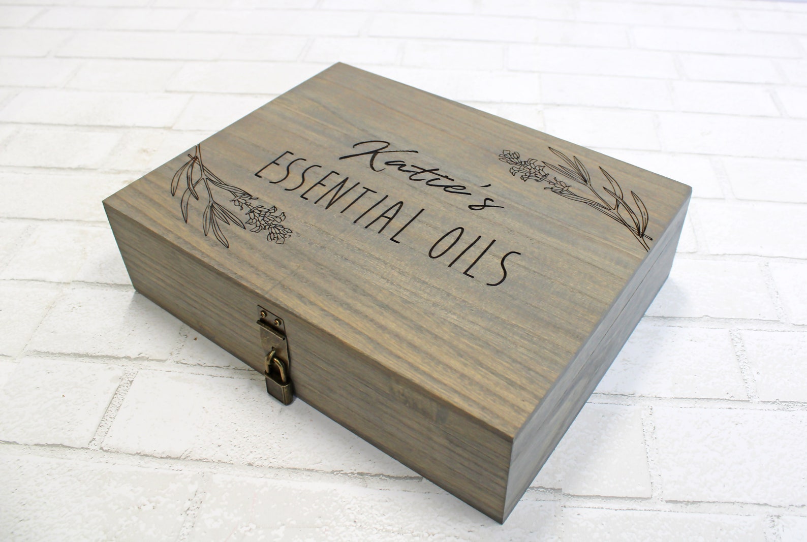 Essential Oil Storage Lock Box Personalized With Name & Floral Designs ...