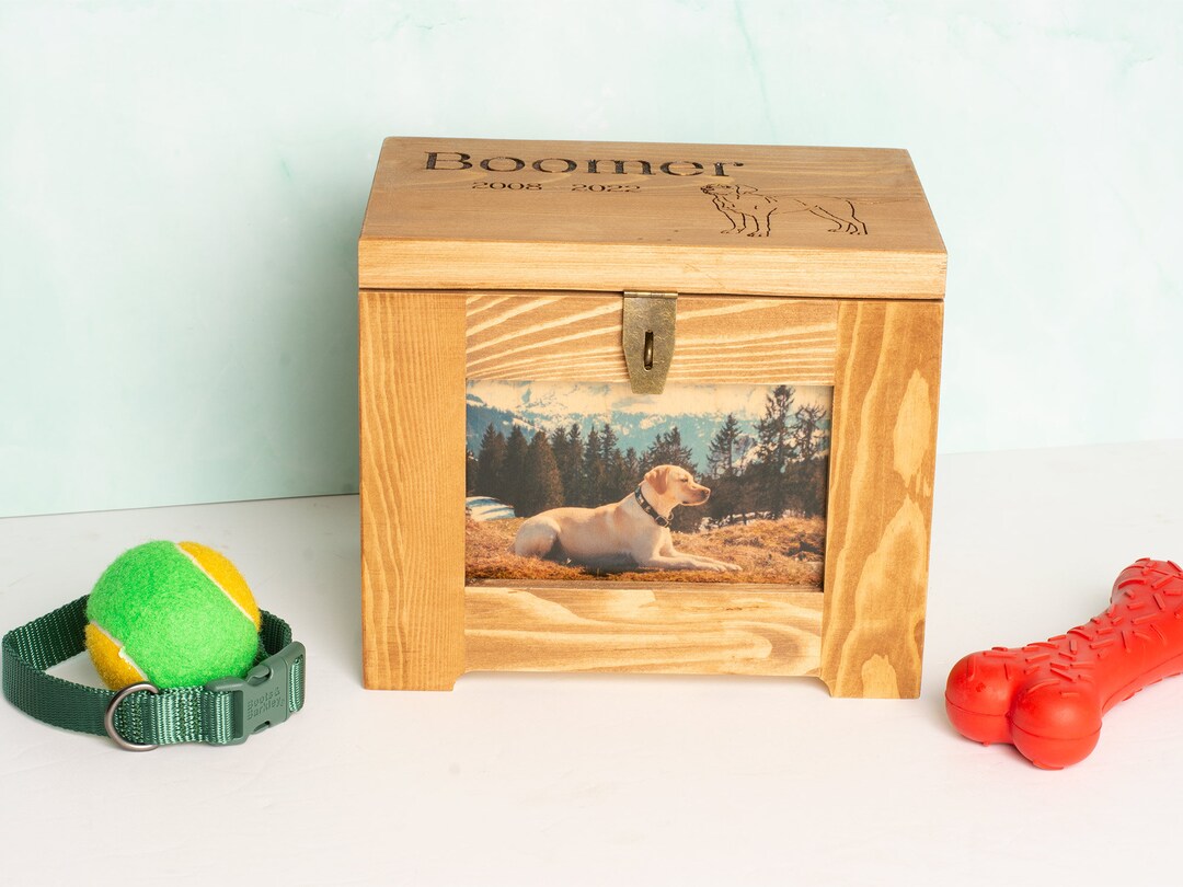 Personalized Pet Memory Box / Urn With Name and Dog Breed Picture ...