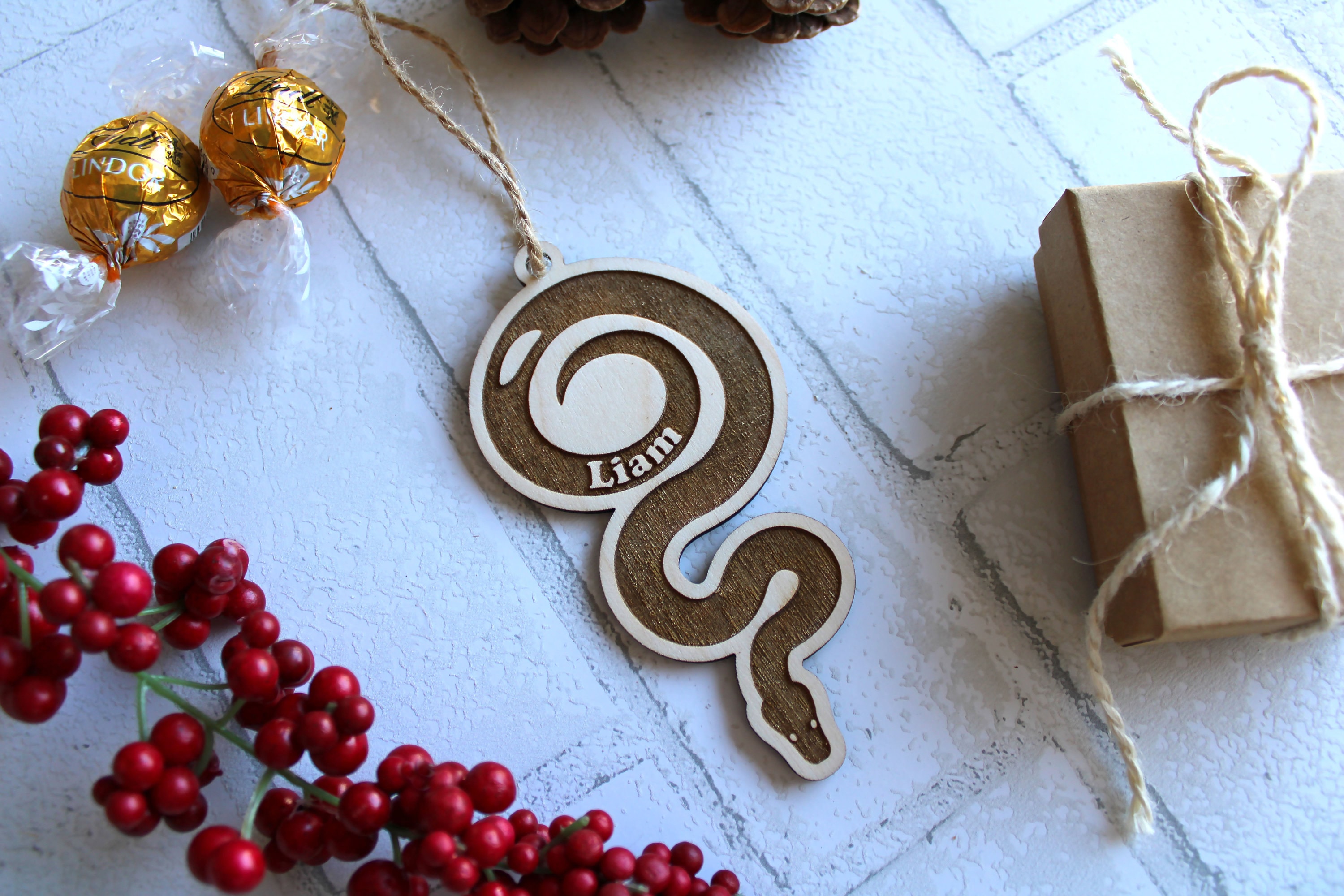 Personalized Snake Christmas Ornament Name | Etsy