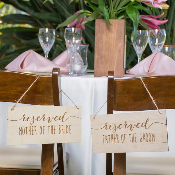 Parents Reserved Signs Set of 4 Engraved Wood Chair Signs - Etsy