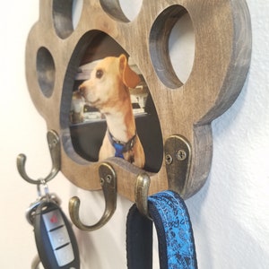 Key and Leash Holder - Handmade Dog Paw Print Frame With Your Pet Photo ...