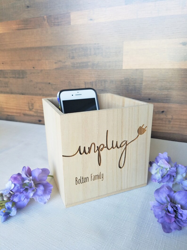 Unplug Phone Box Crate Wood Cell Phone Holder | Etsy