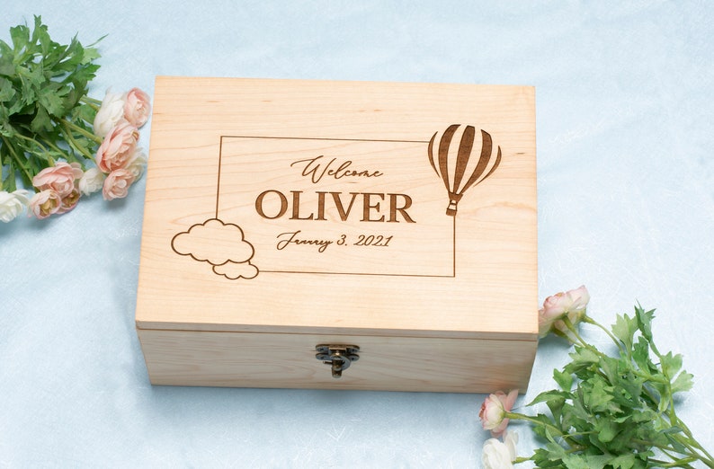 Handmade Baby Keepsake Wood Memory Box Personalized Text or - Etsy