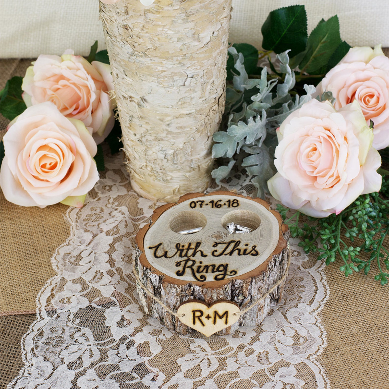 Rustic Ring Box Tree Stump Ring Bearer Pillow Alternative - Etsy