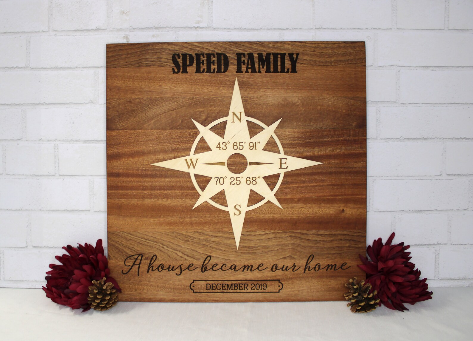 Personalized Family Sign with Compass Rose Name and | Etsy