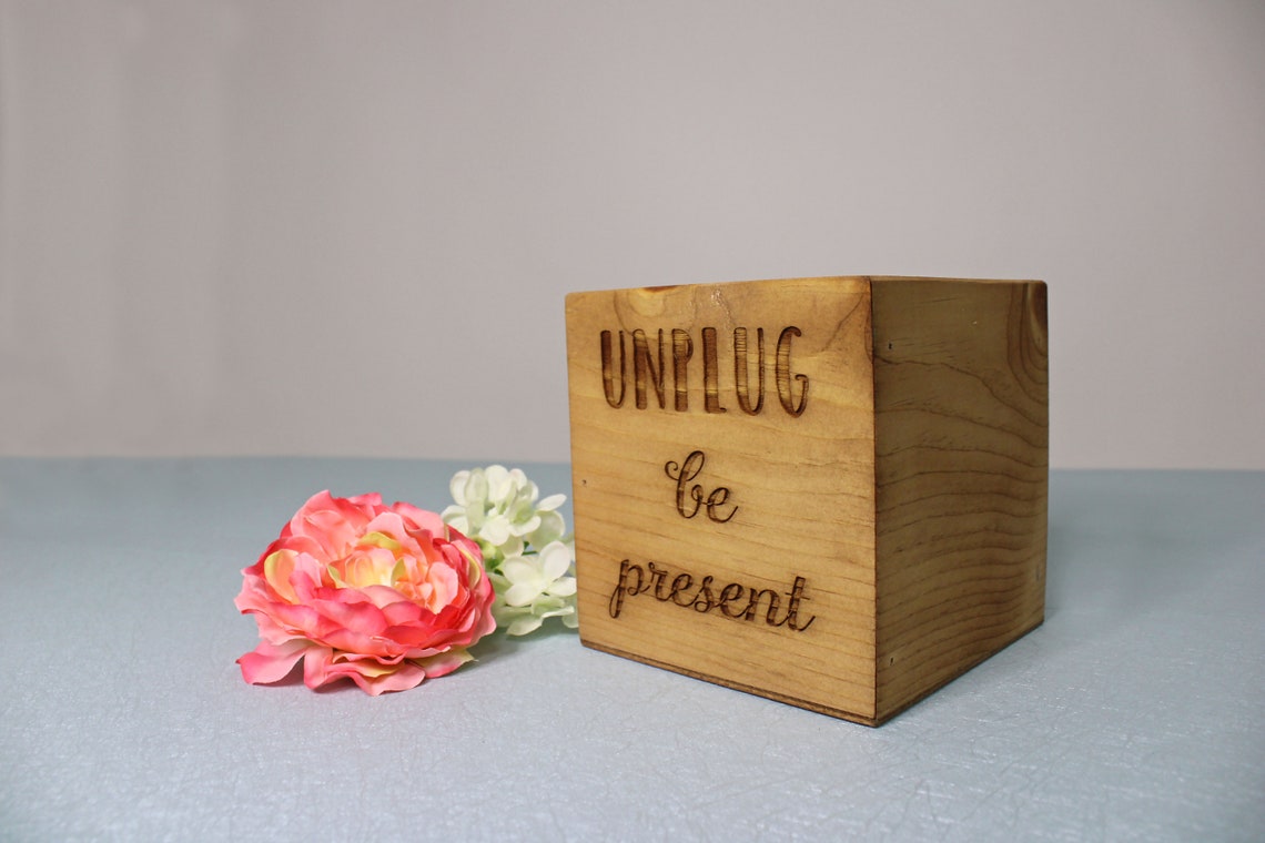 Unplug Box Rustic Be Present Box Wood Cell Phone Holder - Etsy