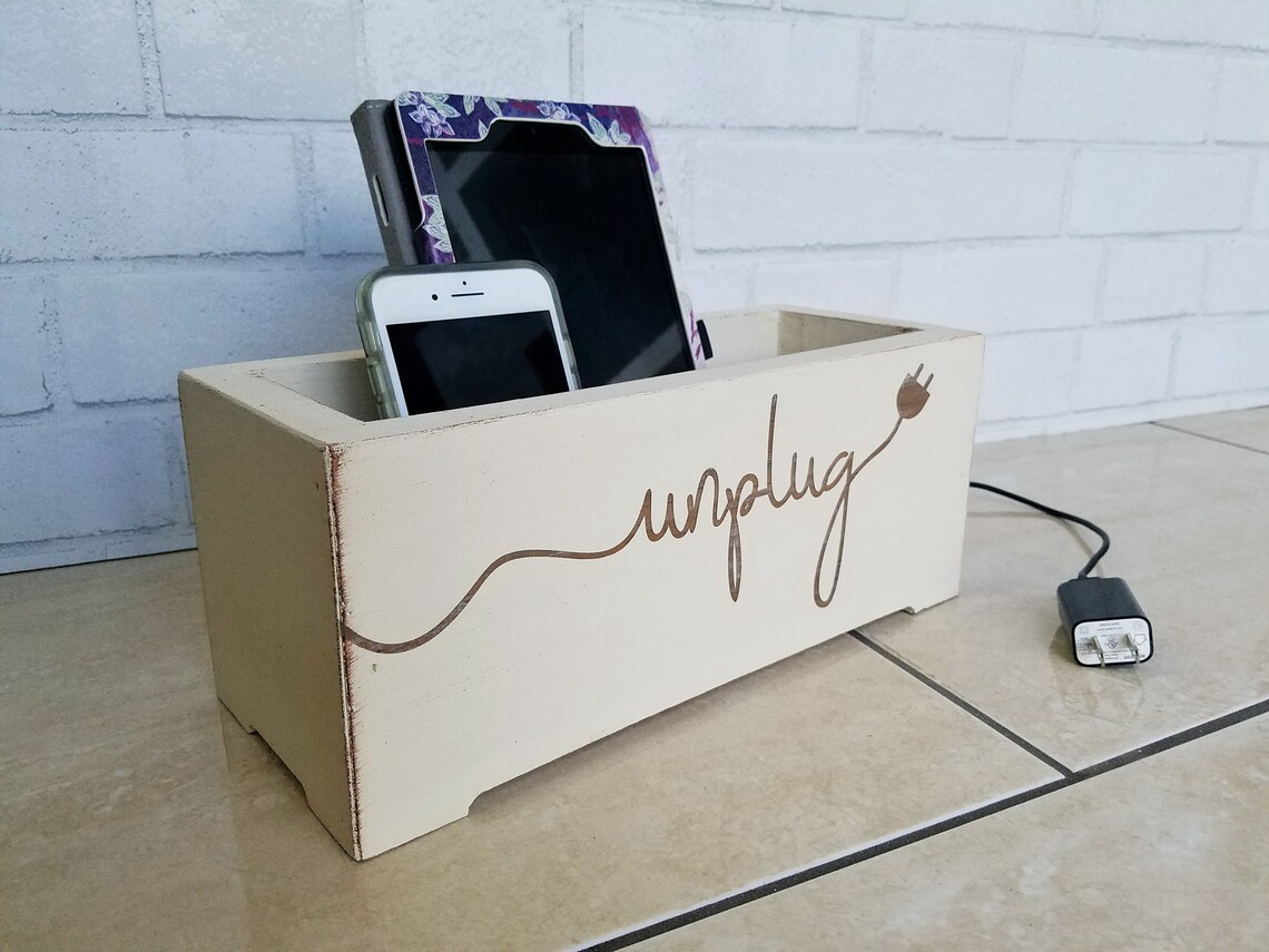 Unplug Box Electronics Holder Personalized Family Cell Phone | Etsy
