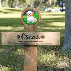 Pet Memorial Cross With Photo Option | Personalized Wood Cross for Dogs ...