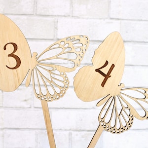 Butterfly Table Numbers Set of 10 Engraved Wood Laser Cut Out Cake ...