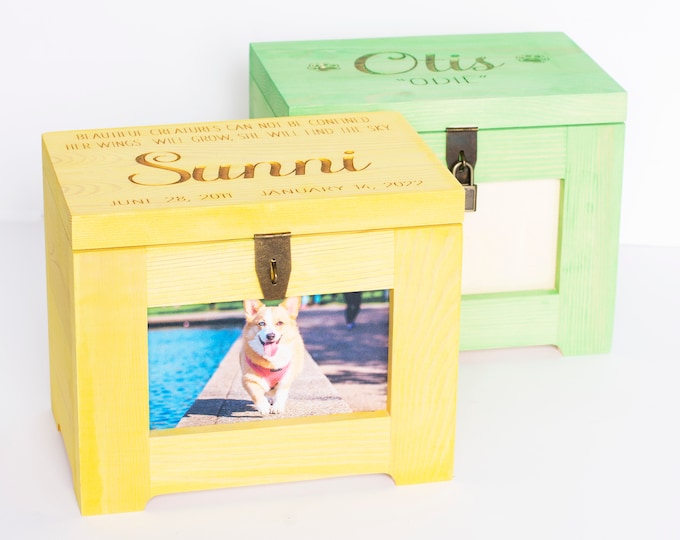 Personalized Pet Memory Box / Urn With Name and Quote or Poem Colorful ...