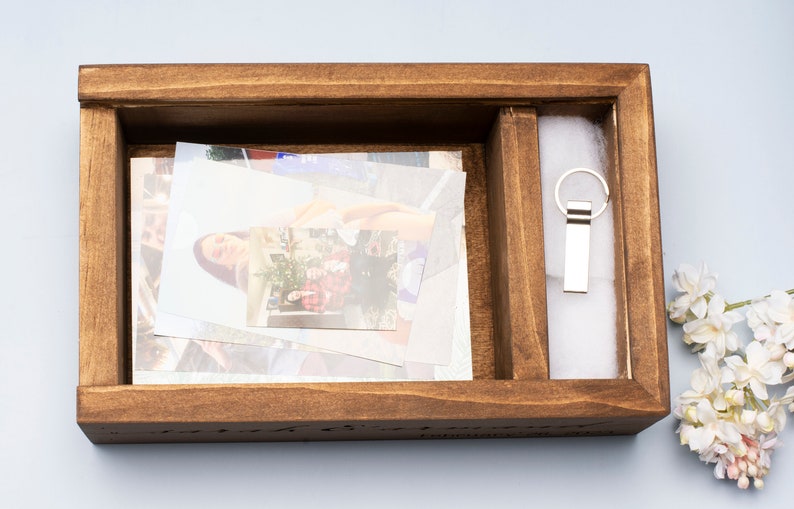 Handmade Photo Storage Box Solid Wood | USB Drive Box | Photo Print on ...