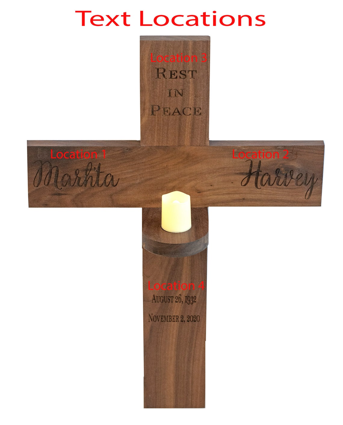 Memorial Cross with Flame-less Candle or Vase Personalized | Etsy