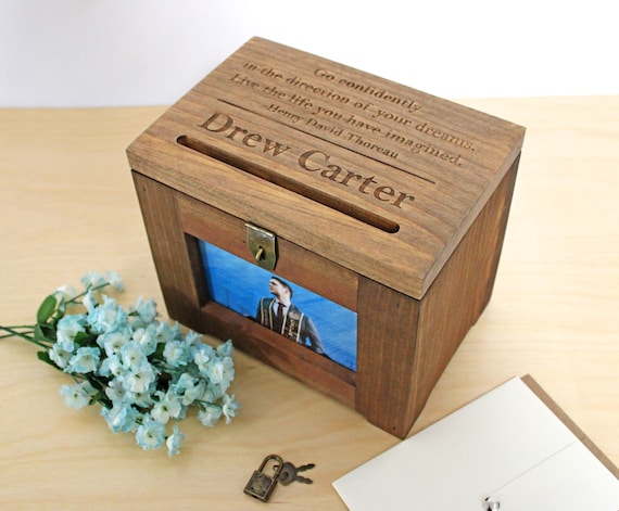 Graduation Card Box With Picture Personalize Name Text - Etsy