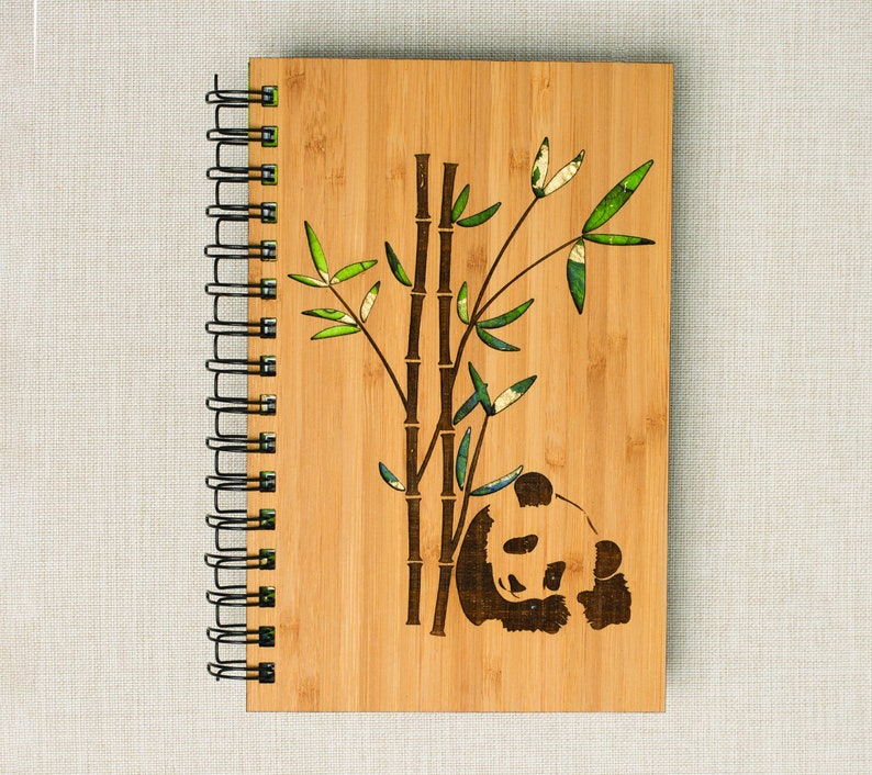 Panda Bear Personalized Wood Journal Bamboo Alder Birch - Etsy
