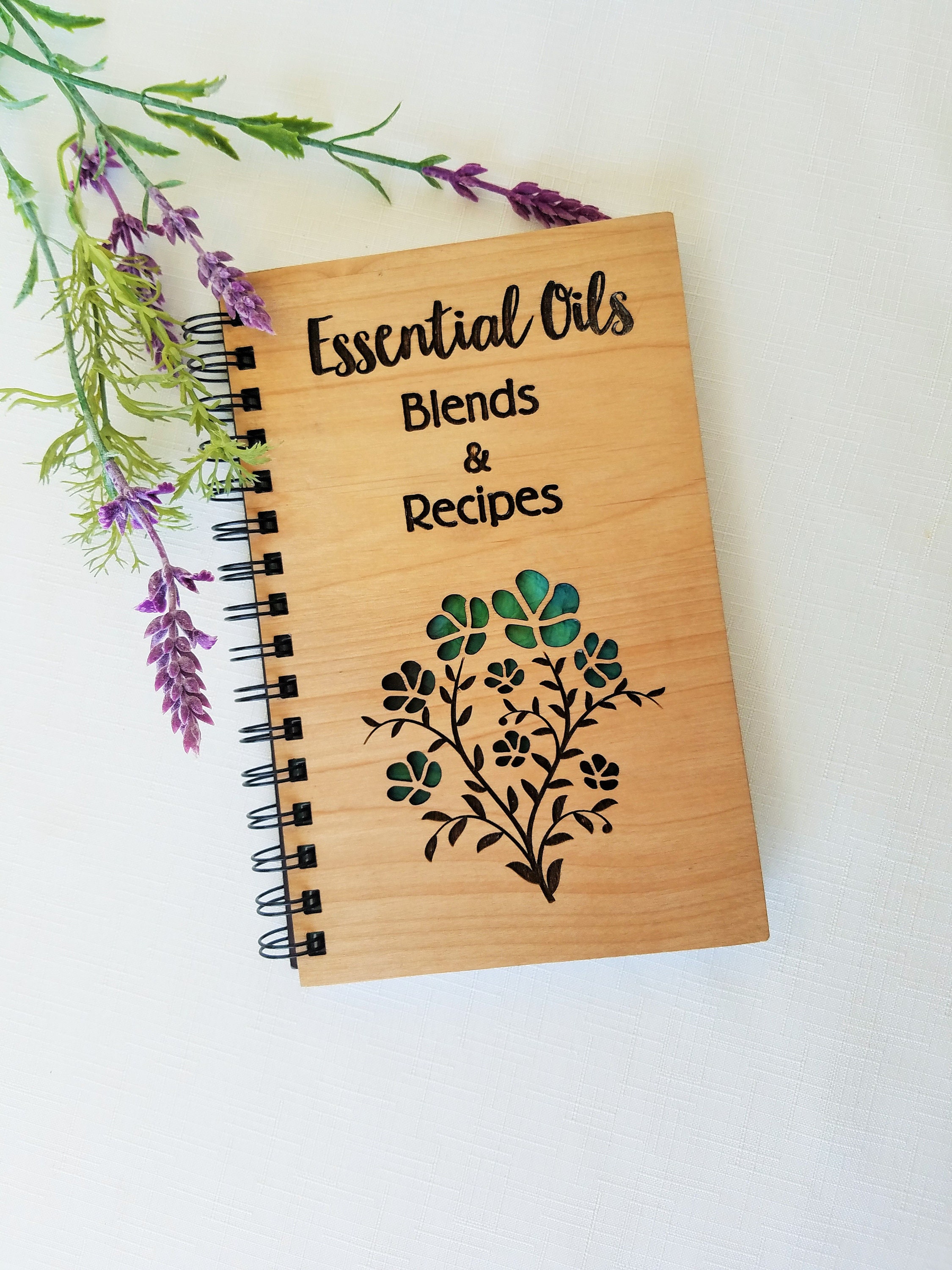 Essential Oil Flowers Personalized Wood Journal Bamboo | Etsy