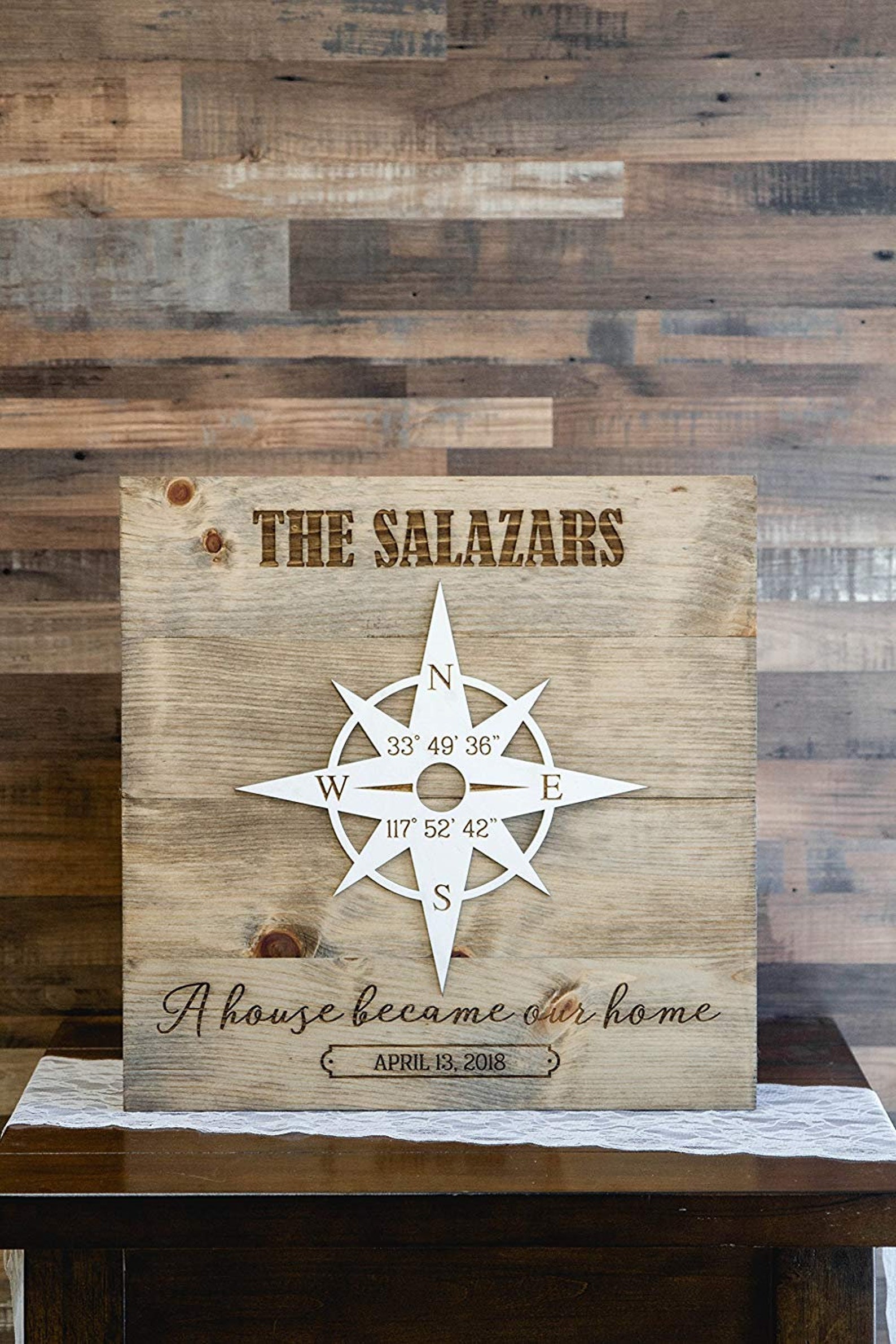 Personalized Family Sign with Compass Rose Name and | Etsy